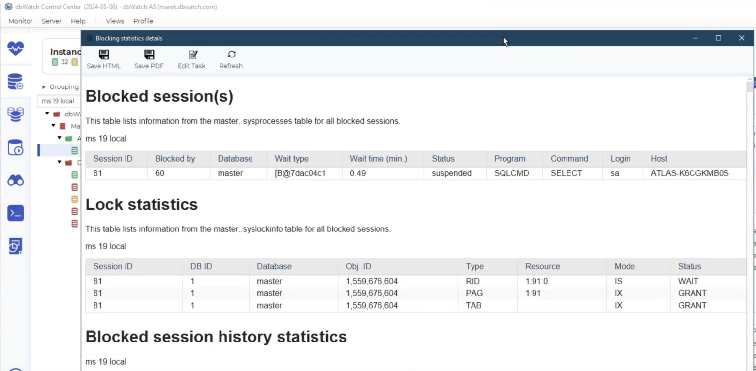 Monitor and Manage Database Locks - dbWatch