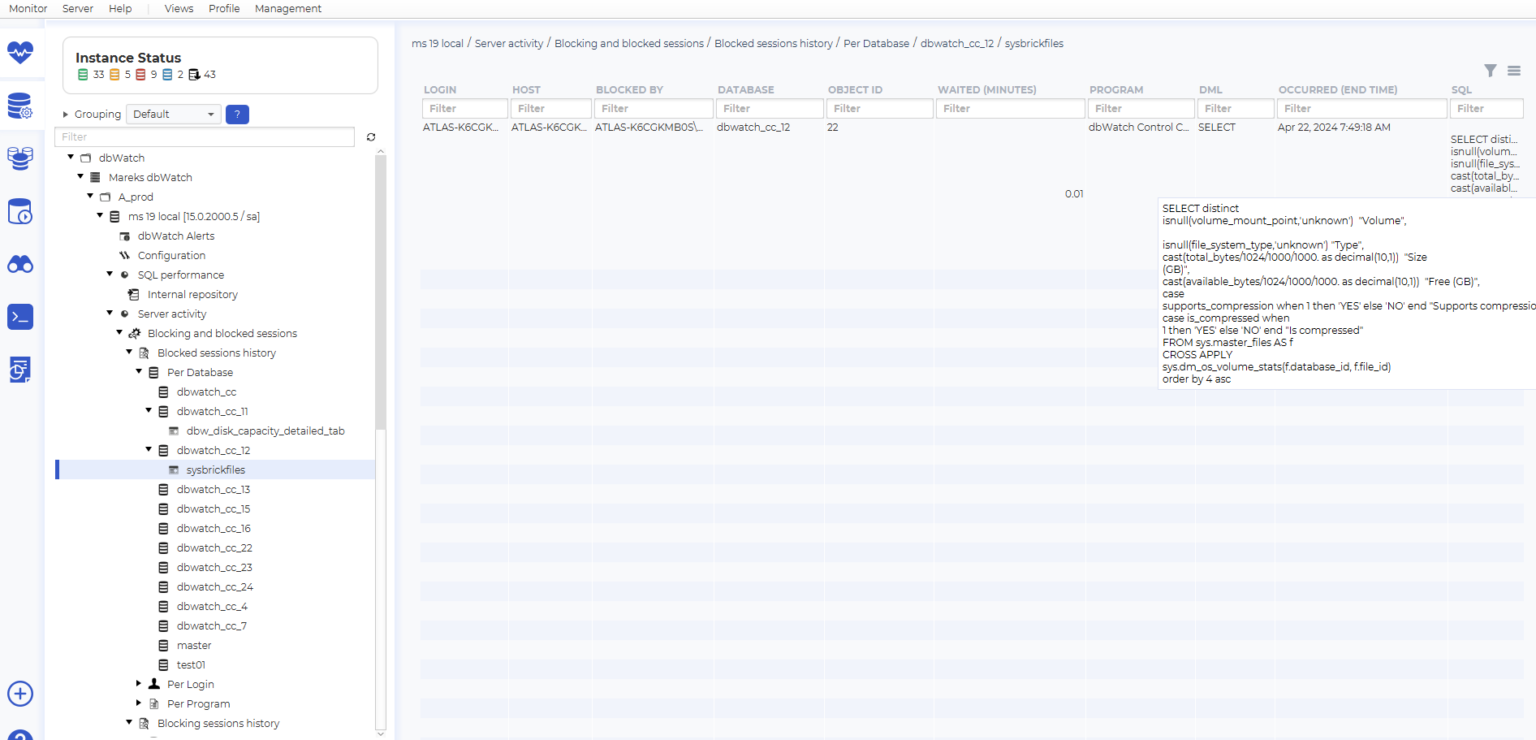 Monitor and Manage Database Locks - dbWatch