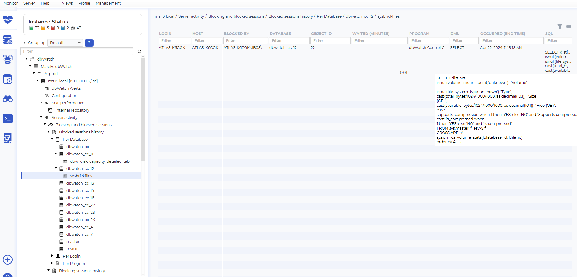 Monitor and Manage Database Locks - dbWatch